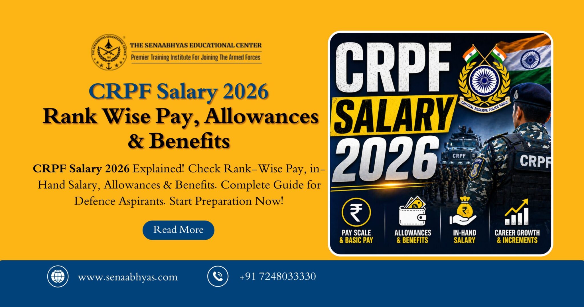CRPF Salary 2026 – Rank Wise Pay, Allowances & Benefits